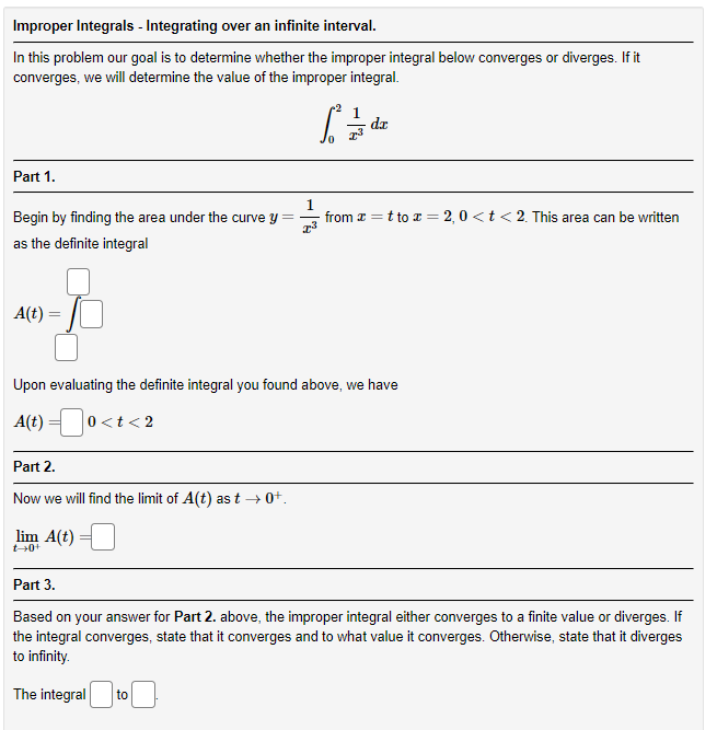 Solved Improper Integrals - Integrating over an infinite | Chegg.com Solved Improper Integrals - Integrating over an infinite | Chegg.com