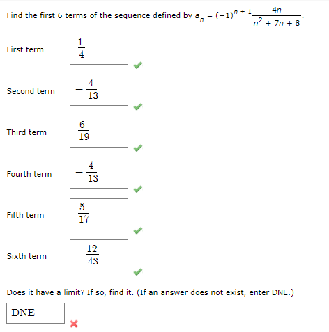 Solved 4n Find the first 6 terms of the sequence defined by | Chegg.com