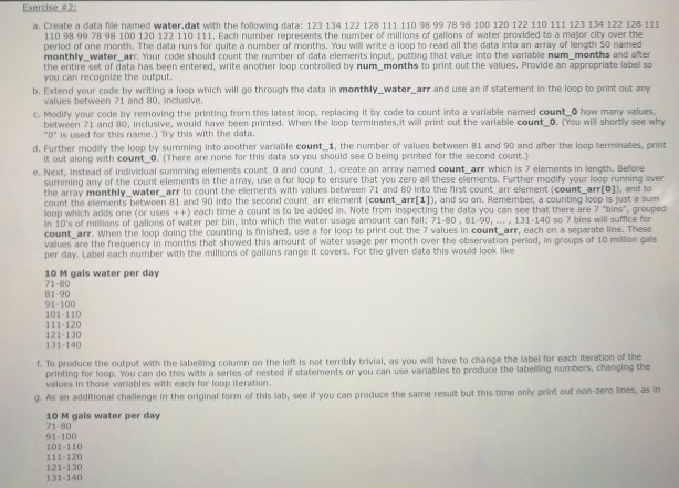 Solved Exercise 2: a. Create a data file named water.dat | Chegg.com