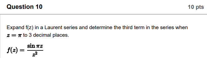 Solved Expand \\( f(z) \\) in a Laurent series and determine | Chegg.com