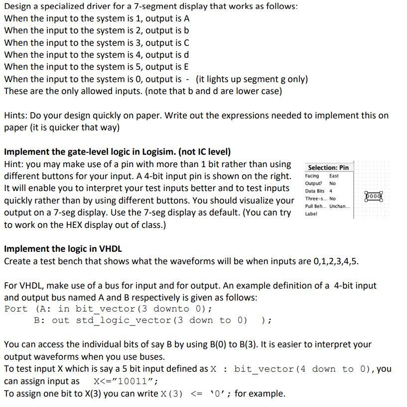 Solved Design a specialized driver for a 7-segment display | Chegg.com