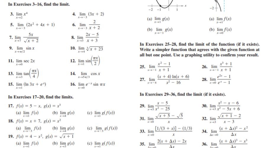 Solved In Exercises 3 16 Find The Limit 3 Lim X 4 Lim Chegg