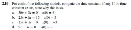 Solved 2.19 For each of the following models, compute the | Chegg.com