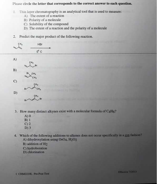 Solved Please circle the letter that corresponds to the | Chegg.com