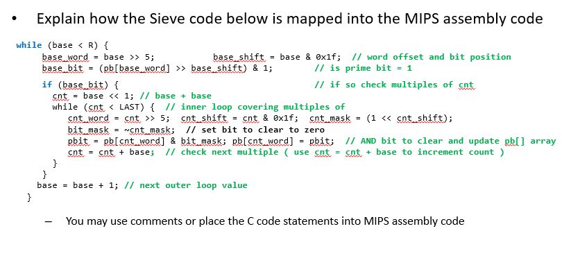 •Explain how the Sieve code below is mapped into the | Chegg.com