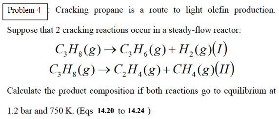 Solved Cracking propane is a route to light olefin | Chegg.com
