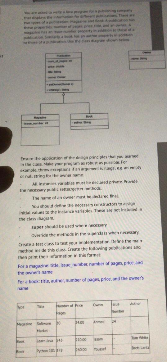 Solved You are asked to write a lava program for a | Chegg.com