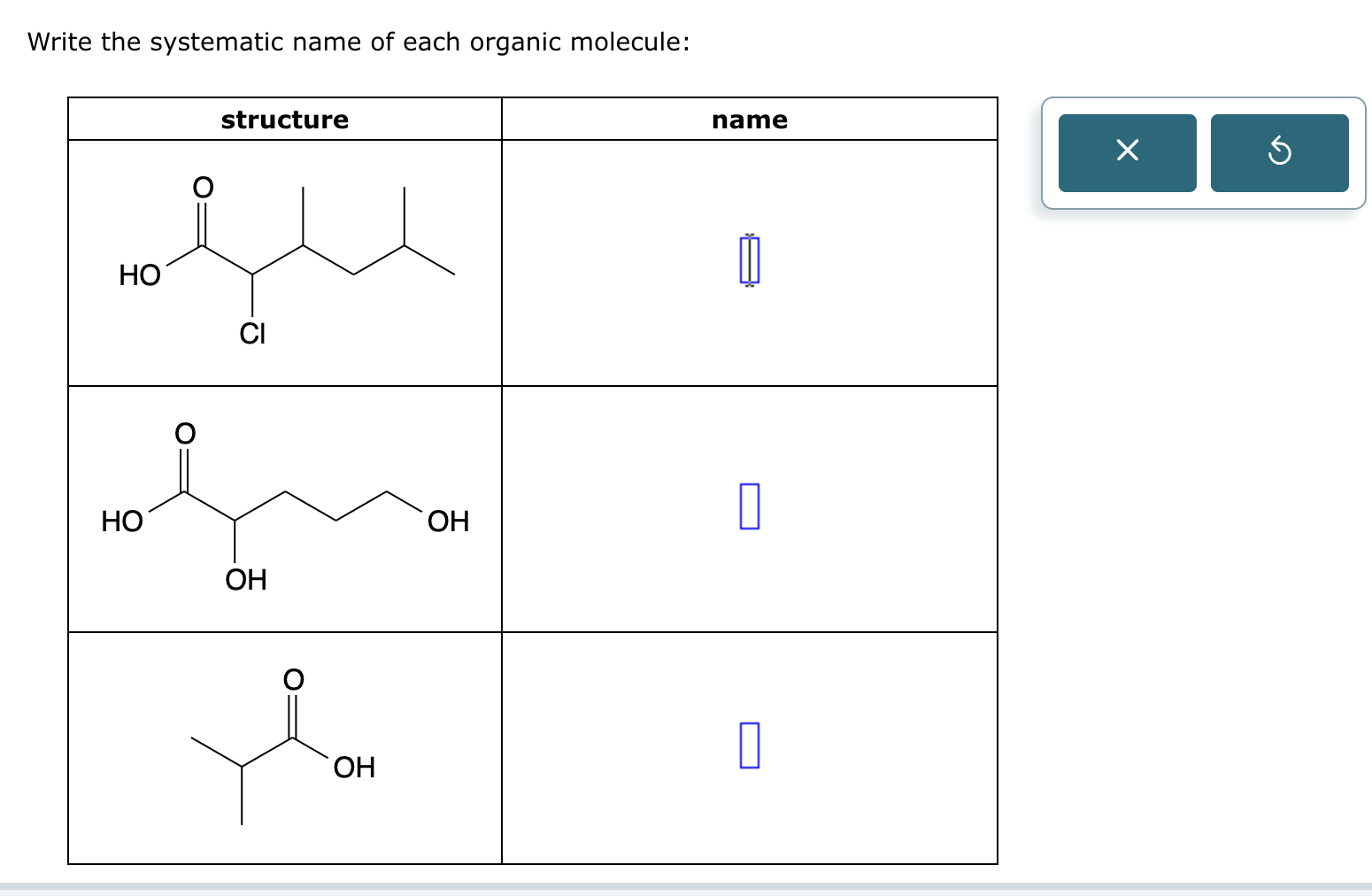 Solved Write the systematic name of each organic molecule: | Chegg.com