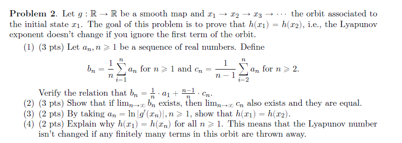 Solved Problem 2. Let g:R→R be a smooth map and x1→x2→x3→⋯ | Chegg.com