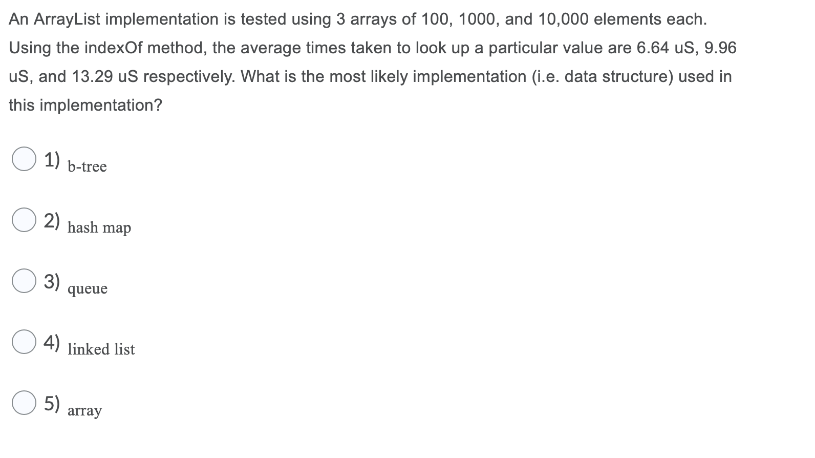 Solved An ArrayList implementation is tested using 3 arrays | Chegg.com