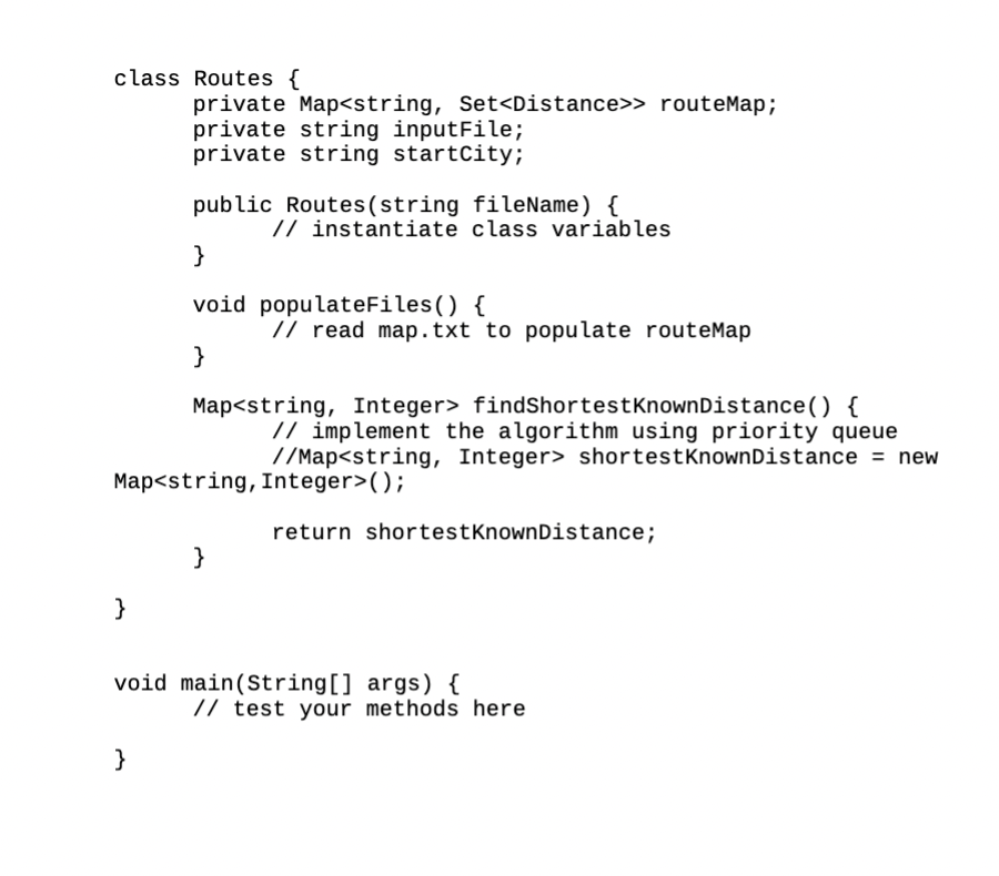 Solved class Routes \{ private Map> routeMap; private string | Chegg.com
