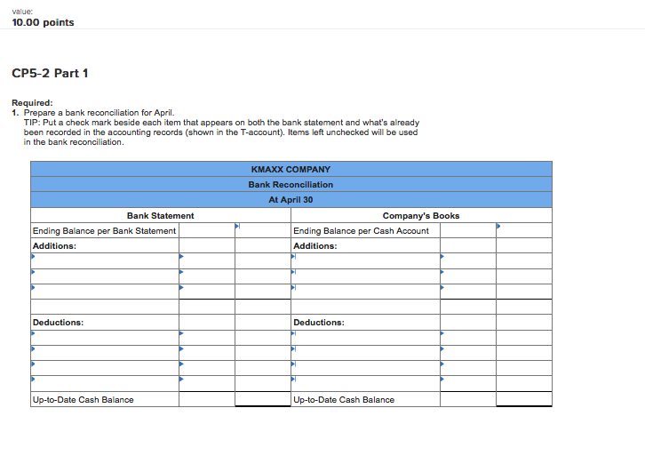 Solved CP5-2 Preparing a Bank Reconciliation and Journal | Chegg.com