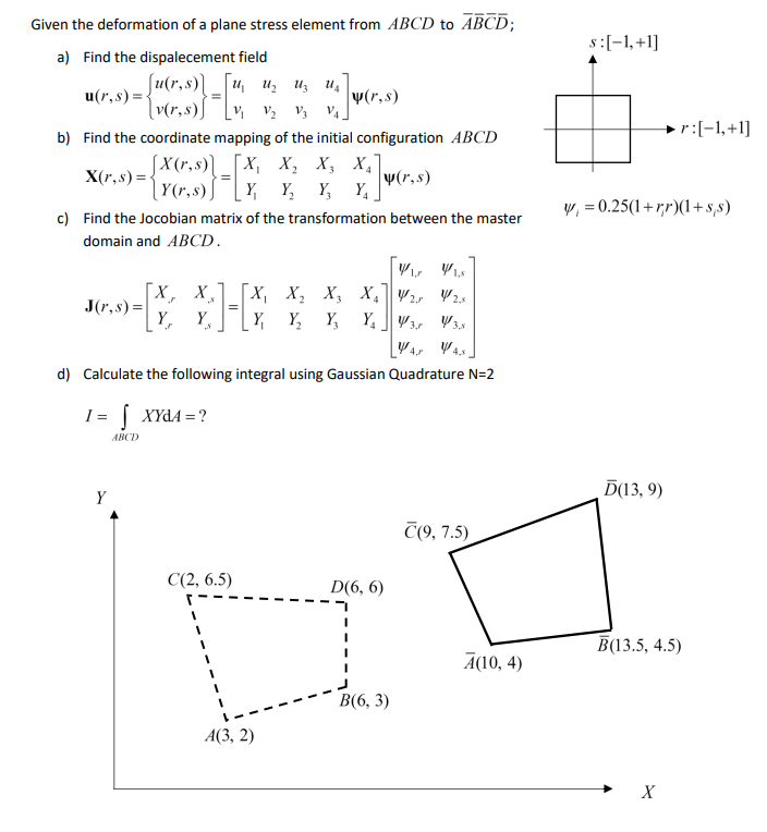 Given the deformation of a plane stress element from | Chegg.com