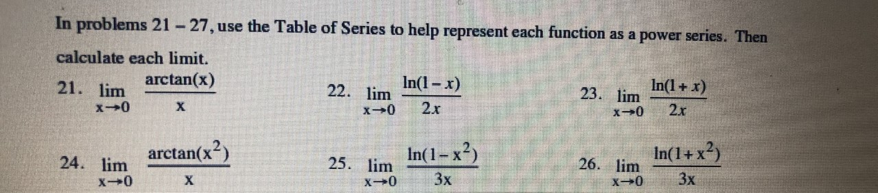 Solved In problems 21 - 27, use the Table of Series to help | Chegg.com