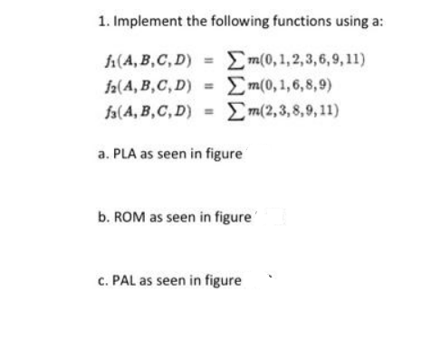 Solved 1. Implement the following functions using a: | Chegg.com
