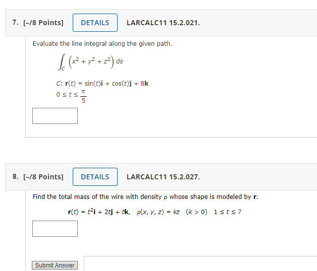 Solved 7. (-/8 Points] DETAILS LARCALC11 15.2.021. Evaluate | Chegg.com