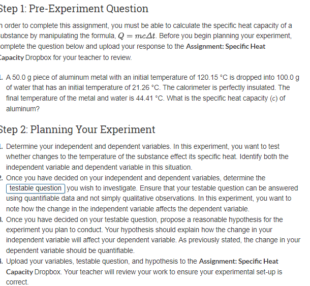 Solved Step 1: Pre-Experiment Questionorder to complete this | Chegg.com