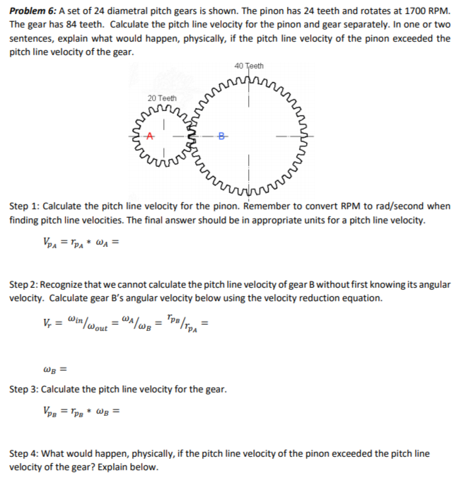 Solved Problem 6: A set of 24 diametral pitch gears is | Chegg.com