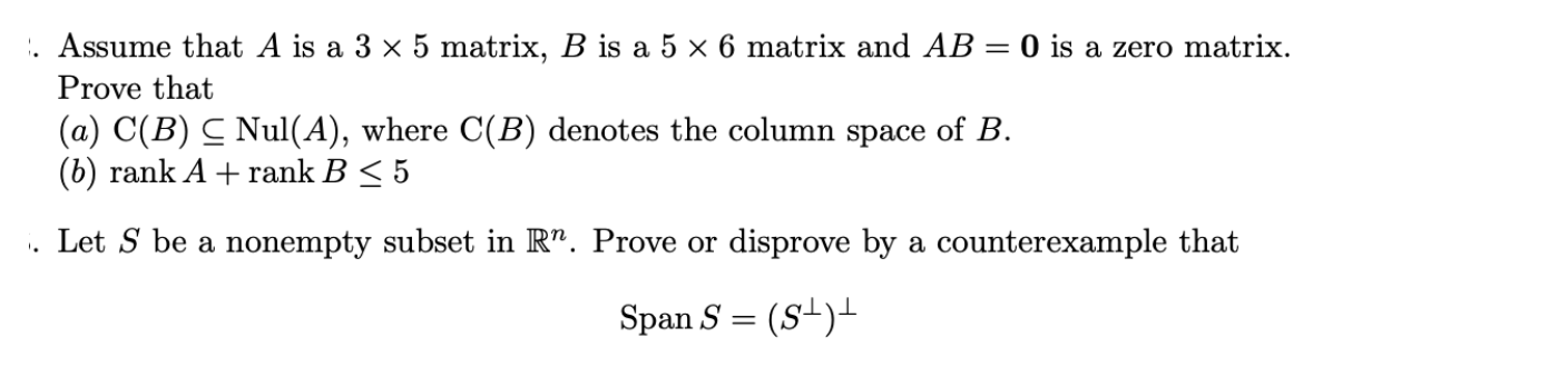 Solved 1. Assume that A is a 3 x 5 matrix, B is a 5 x 6 | Chegg.com
