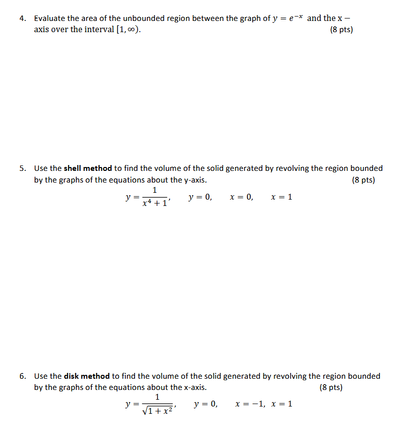 Solved 4. Evaluate the area of the unbounded region between | Chegg.com
