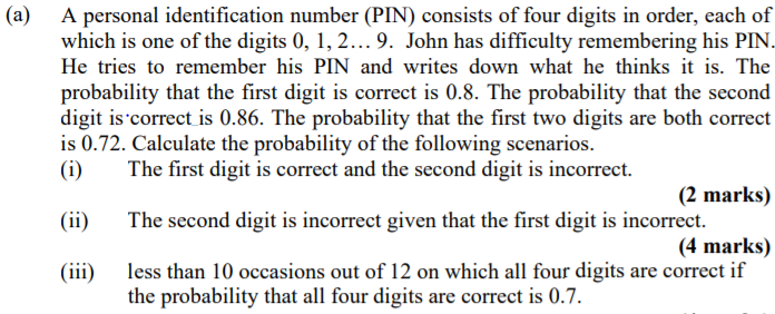 Solved (a) A personal identification number (PIN) consists | Chegg.com