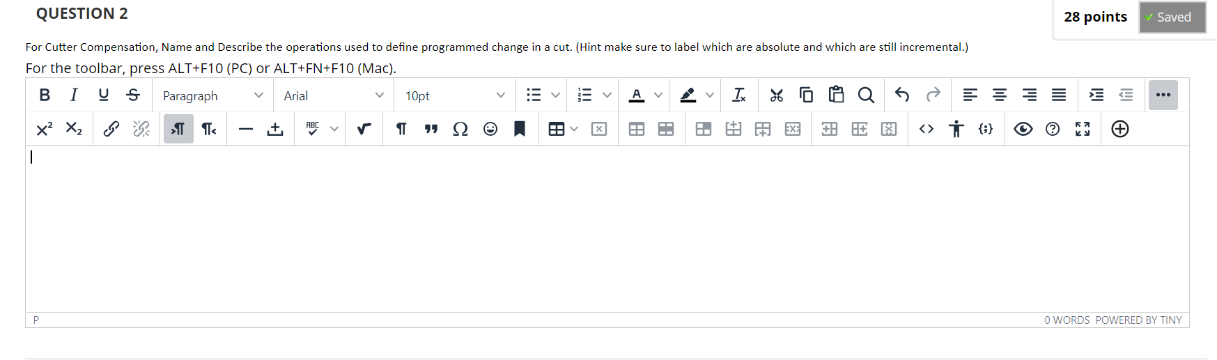 Solved QUESTION 2 28 points Saved For Cutter Compensation, | Chegg.com