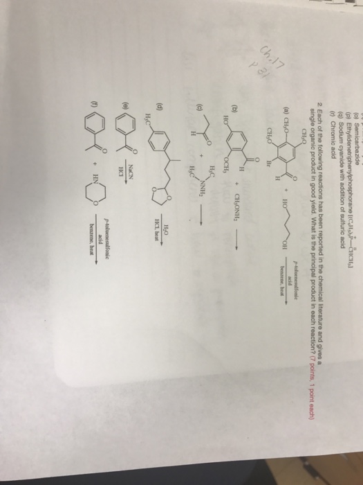 Solved Each of the following reactions has been reported in | Chegg.com