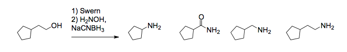 Solved 1) Swern 2) H2NOH, NaCNBH3 ОН NH2 NH2 NH2 NH2 | Chegg.com