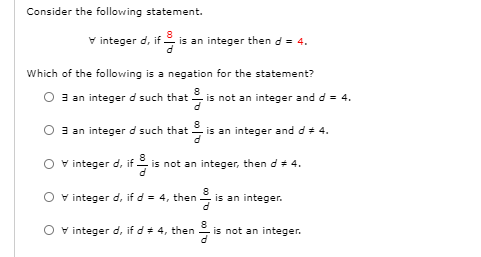 Solved Consider the following statement. integer d, it is an | Chegg.com