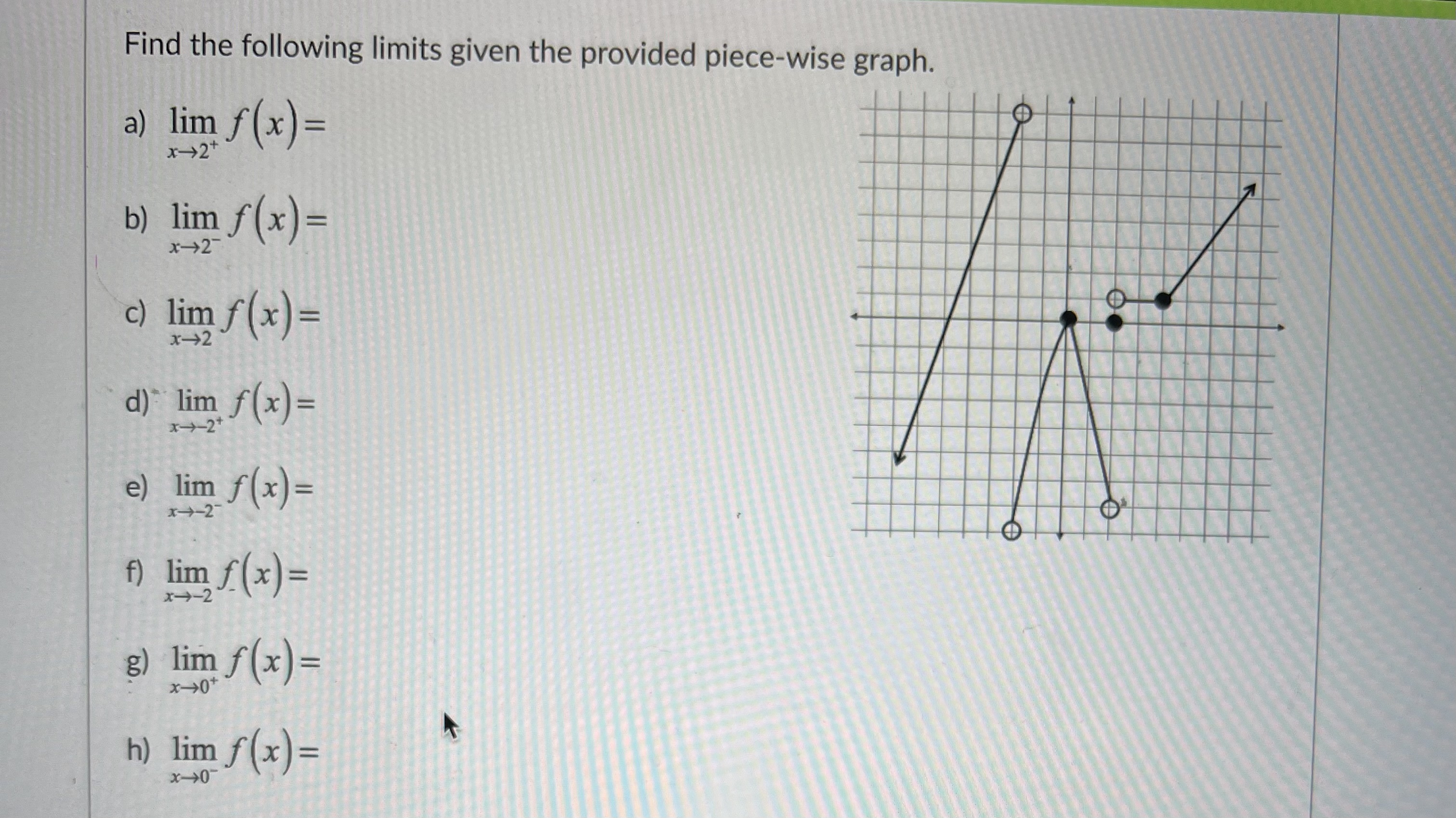 Solved Find the following limits given the provided | Chegg.com