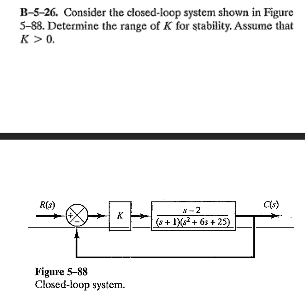 Solved B-5-26. Consider the closed-loop system shown in | Chegg.com