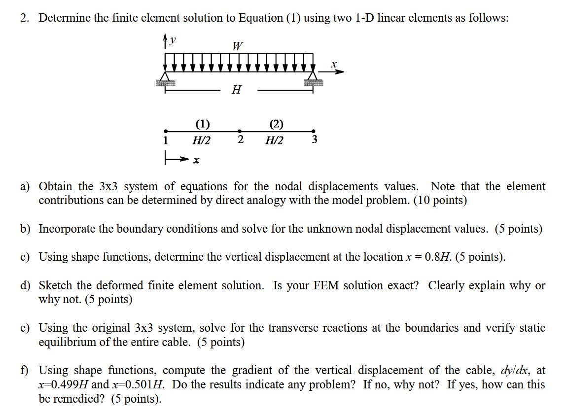 Solved 2. Determine the finite element solution to Equation | Chegg.com