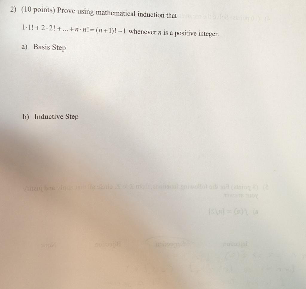 Solved 2) (10 points) Prove using mathematical induction | Chegg.com
