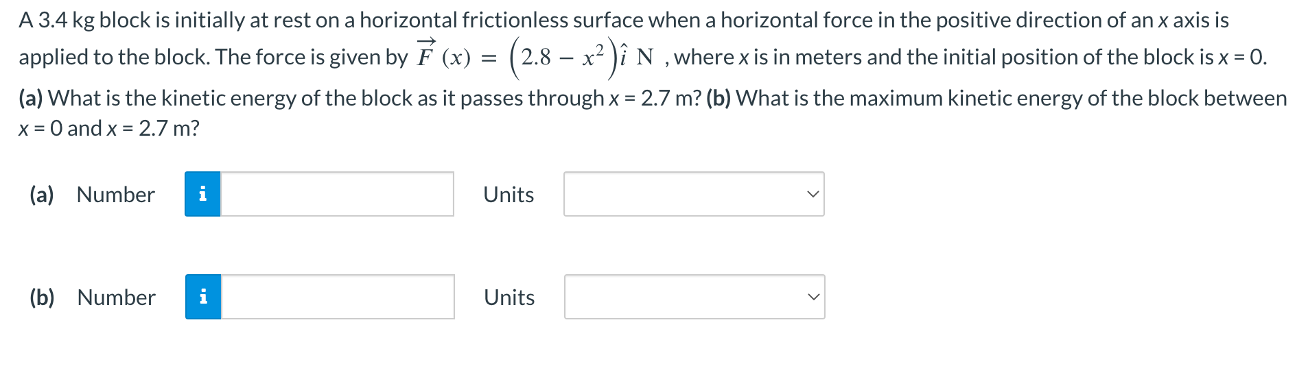 Solved A 3.4 kg block is initially at rest on a horizontal | Chegg.com