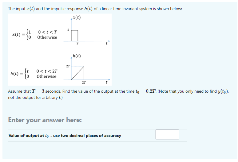 Solved The input (t) and the impulse response h(t) of a | Chegg.com