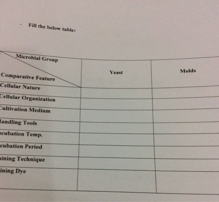 Solved Fill the below table: | Chegg.com