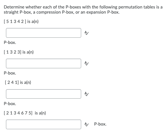 Solved Determine whether each of the P-boxes with the | Chegg.com