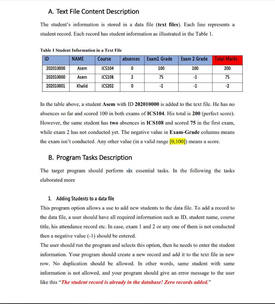 Managing Student Information Program using python. | Chegg.com