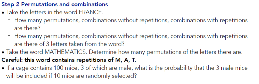 Solved Step 2 Permutations and combinations - Take the | Chegg.com