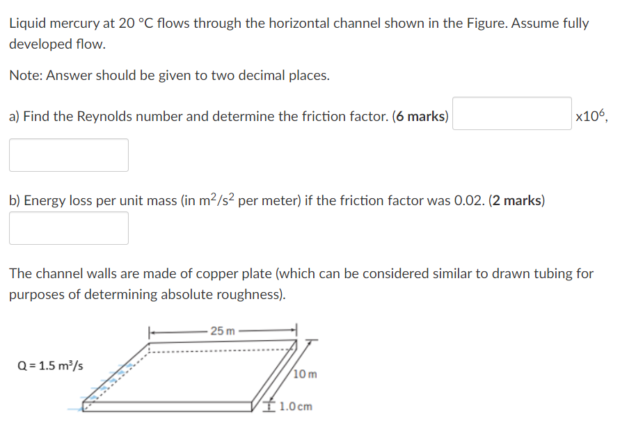 Solved Liquid mercury at 20 °C flows through the horizontal | Chegg.com