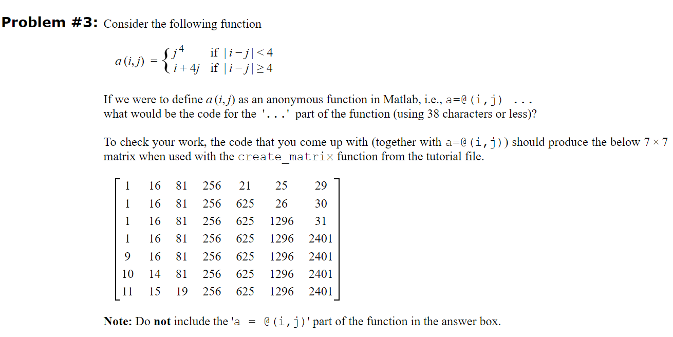 Solved Problem 3 Consider The Following Function Chegg