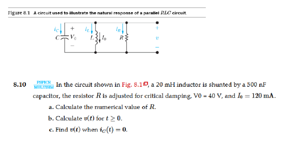 Solved Figure 8.1 A circuit used to illustrate the natural | Chegg.com
