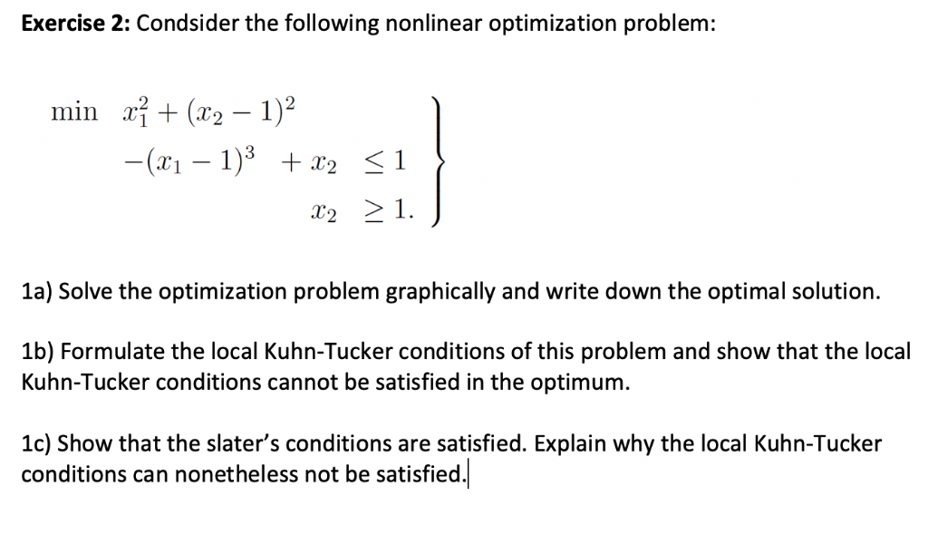 Exercise 2: Condsider the following nonlinear | Chegg.com