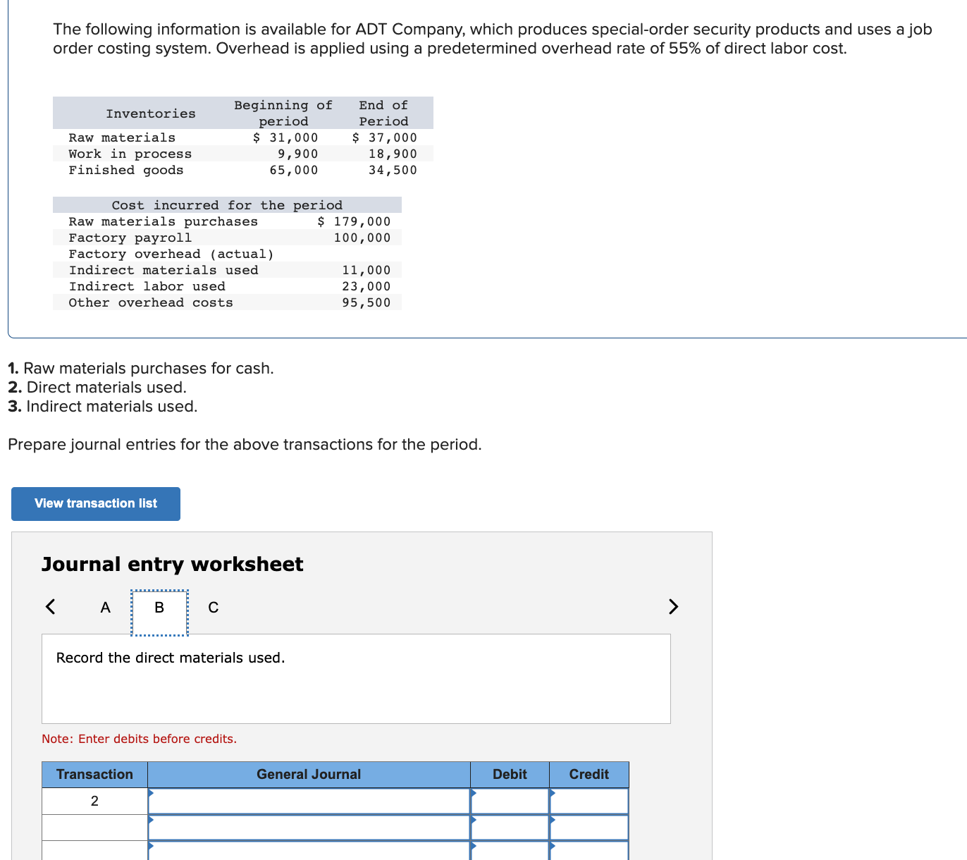 Solved The following information is available for ADT | Chegg.com