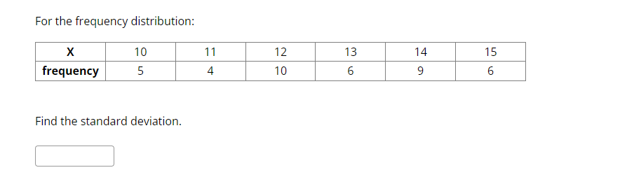 Solved For the frequency distribution:Find the standard | Chegg.com