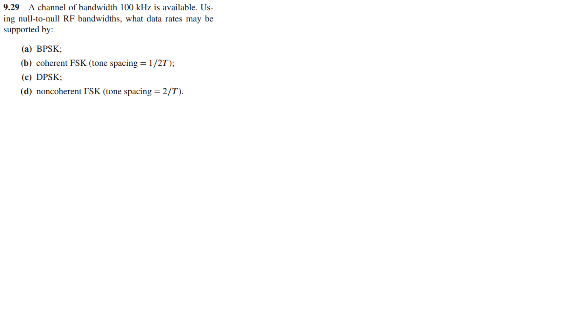 Solved 9.29 A channel of bandwidth 100 kHz is | Chegg.com