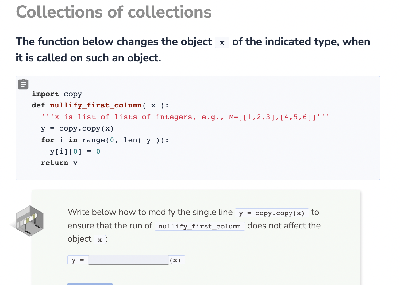 Solved Collections of collections The function below changes | Chegg.com