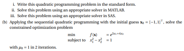 Solved (a) Consider the following quadratic programming | Chegg.com