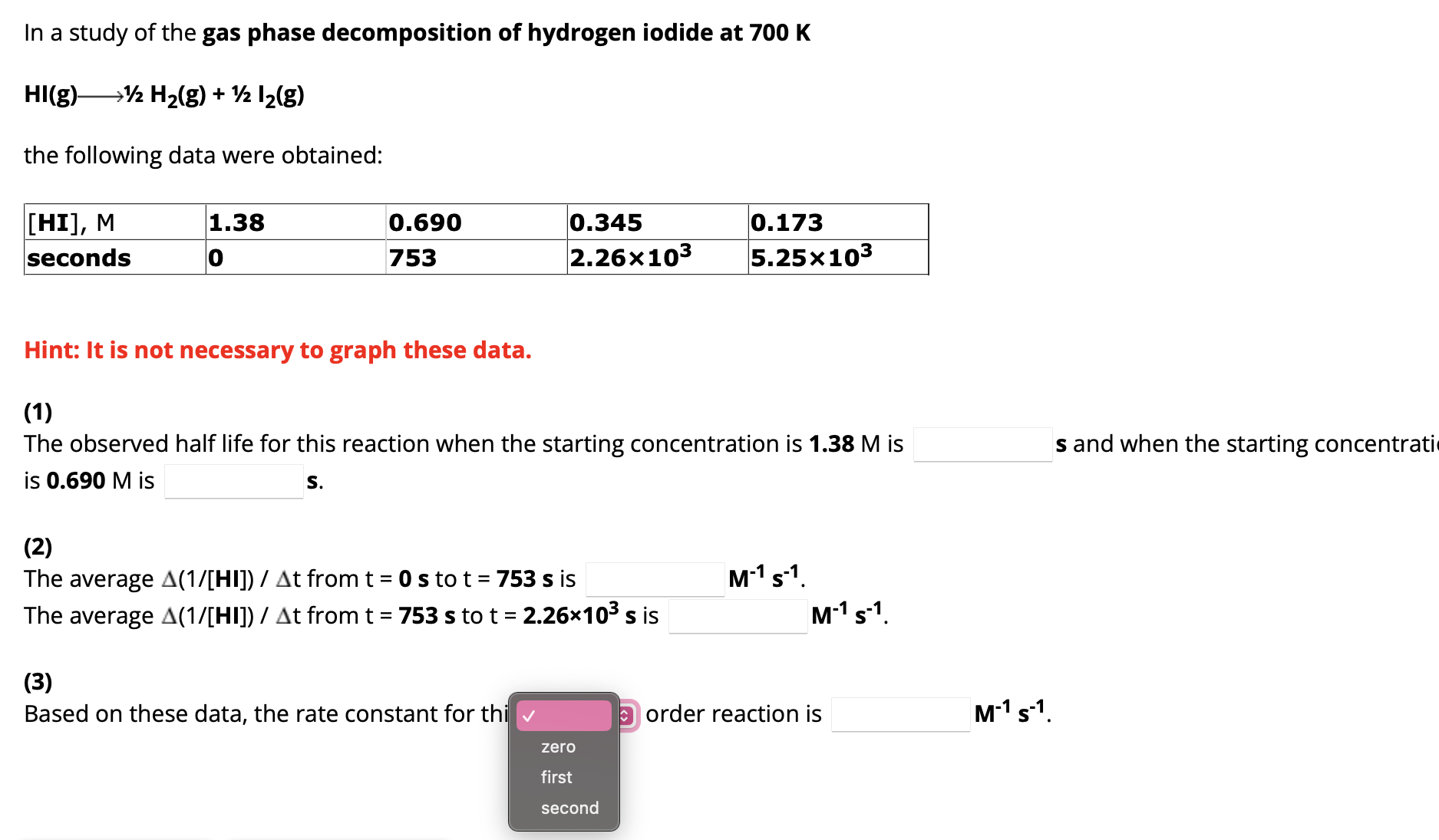 Solved In a study of the gas phase decomposition of hydrogen | Chegg.com