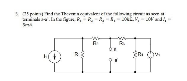 Solved (25 points) Find the Thevenin equivalent of the | Chegg.com